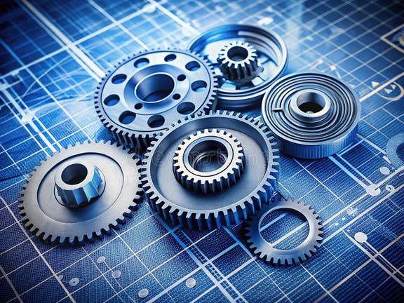 Detailed Engineering Drawing of a Precisely Engineered Gear Train a ...