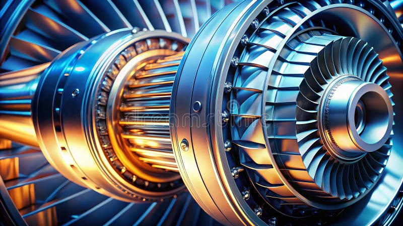 Detailed Engineering Illustration of Minimalist Jet Engine Turbine ...