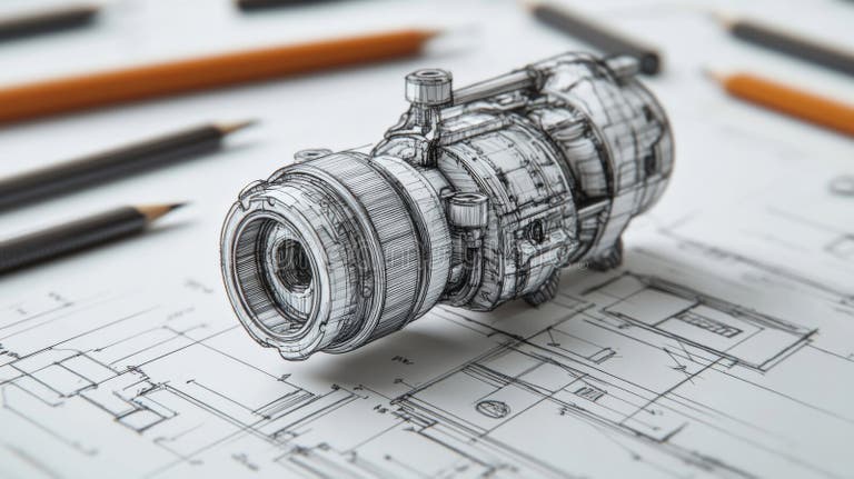 Detailed Engineering Sketch of a Mechanical Component Stock ...