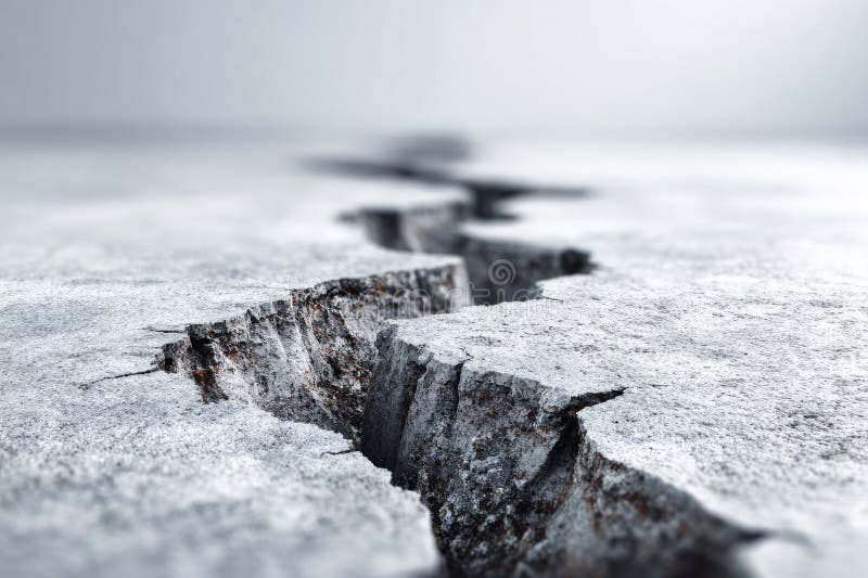 Detailed Examination of a Cracked Concrete Floor Reveals Damage and ...