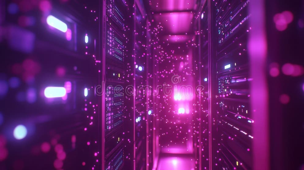 A Detailed Examination of a Server Rack Featuring Blinking LED Lights ...