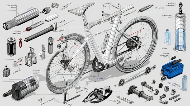 Detailed Exploded View of Bicycle Parts and Components for Educational ...