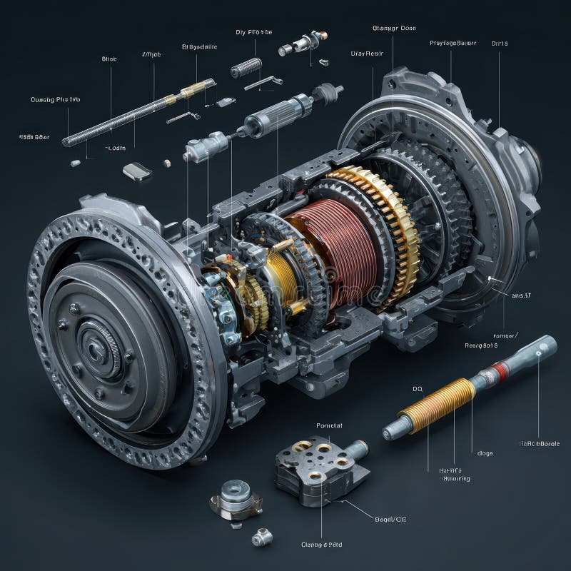 Detailed Exploded View of Complex Engine Assembly Components Stock Illustration - Illustration ...