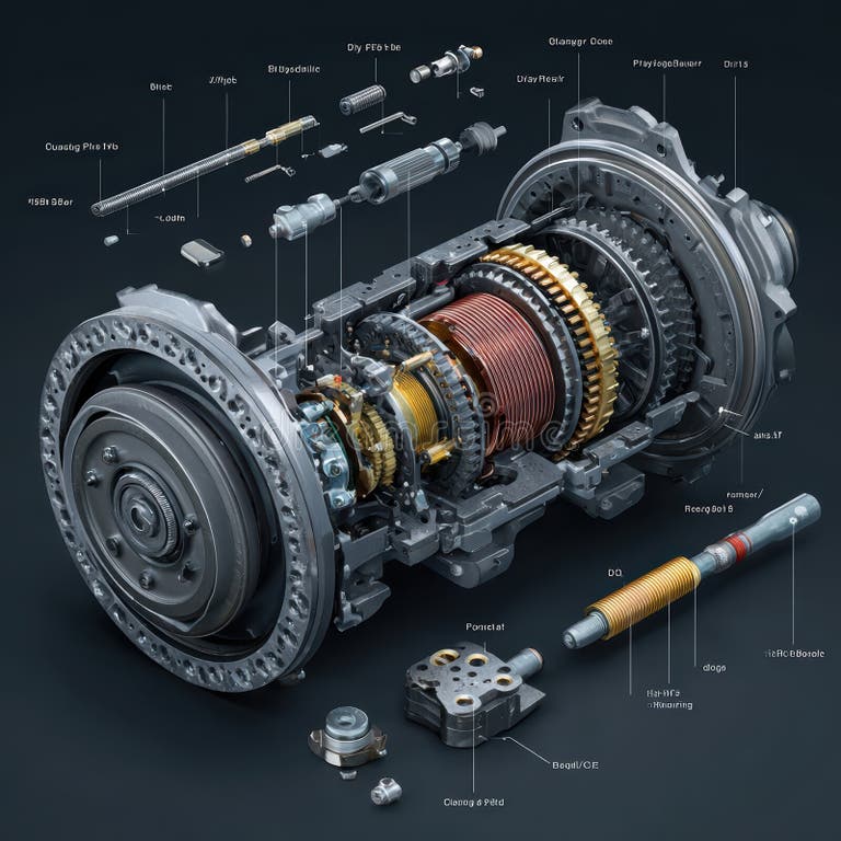 Detailed Exploded View of Complex Engine Assembly Components Stock Illustration - Illustration ...
