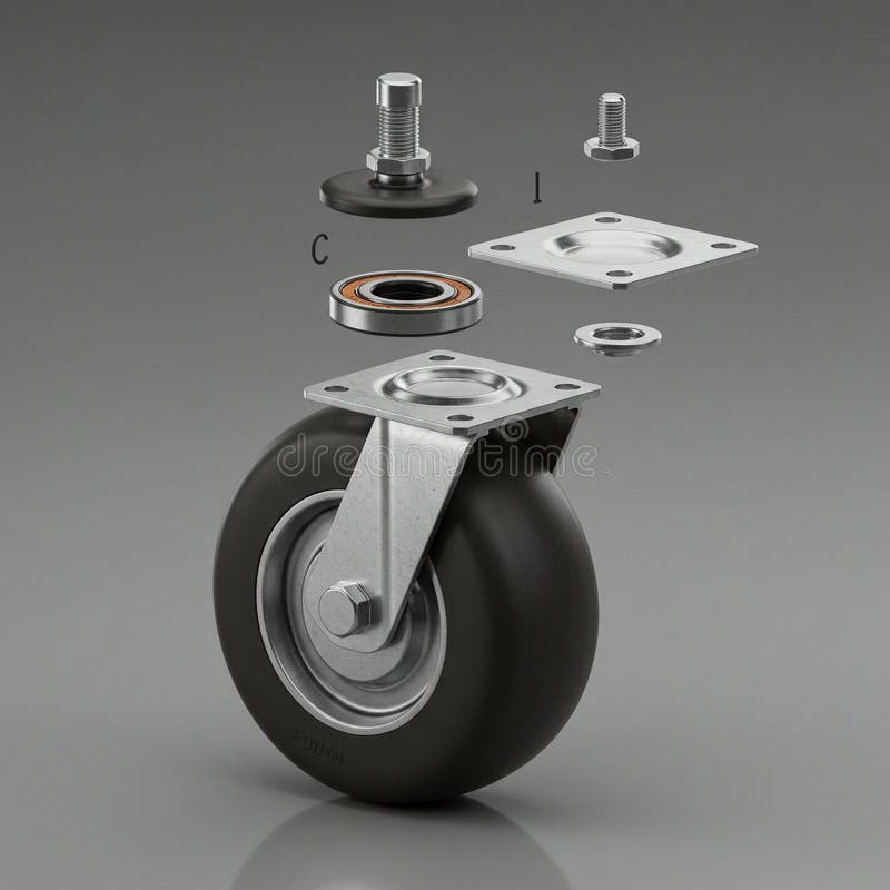 Caster Wheel Exploded View with Parts Assembly Diagram Stock ...