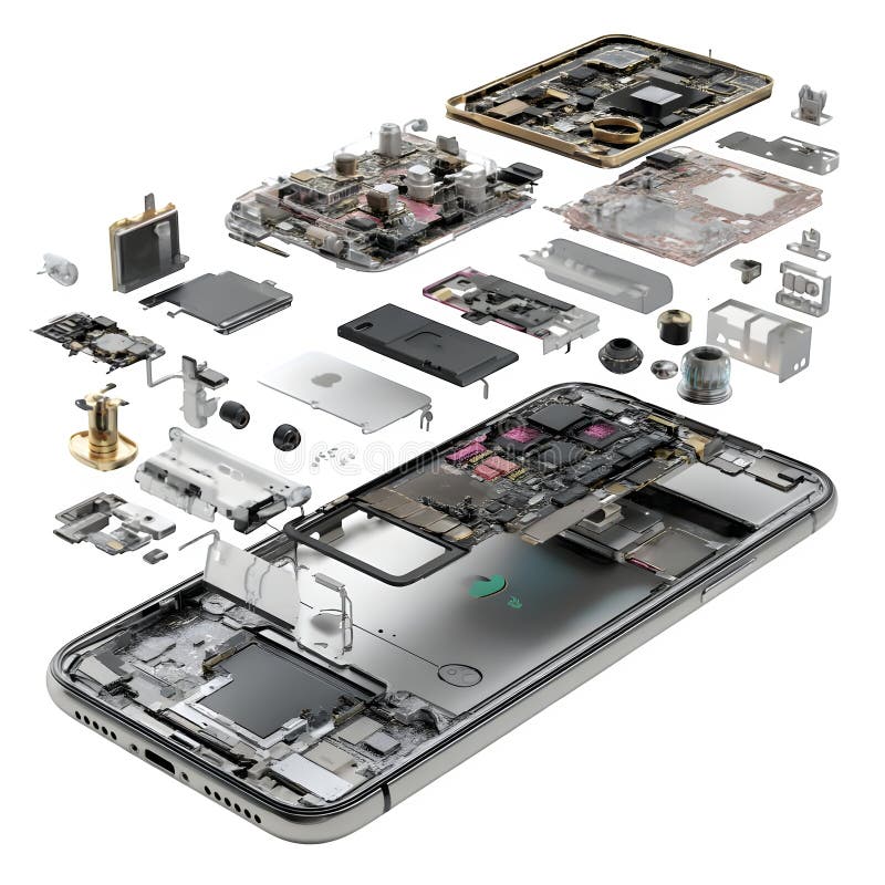 Exploded View of a Smartphone Revealing Its Internal Components and ...