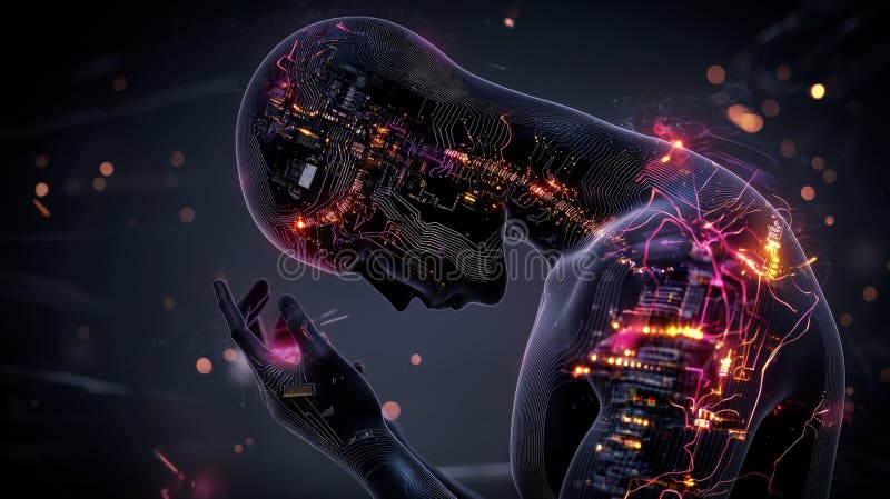 Emerging Technology Integration Futuristic Human-like Figure in ...