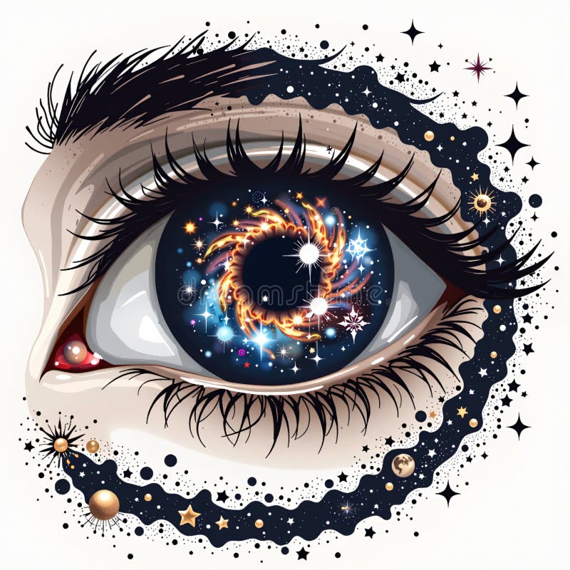 Detailed Eye with Galaxy in Iris Stock Illustration - Illustration of ...