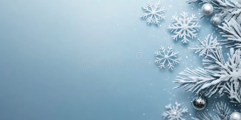 Detailed Falling Snowflakes on Baby Blue Background Stock Illustration ...