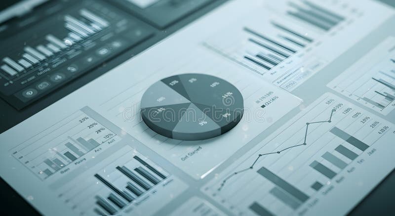 Analyzing Business Data with Charts and Graphs for Presentation Stock Illustration ...