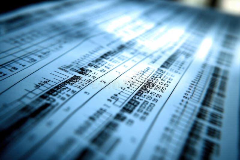 Detailed Financial Data Report with Shallow Depth of Field Emphasizing ...