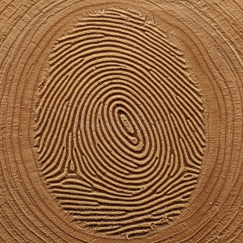 A Detailed Fingerprint Pattern Etched into a Soft, Brown Material. the ...