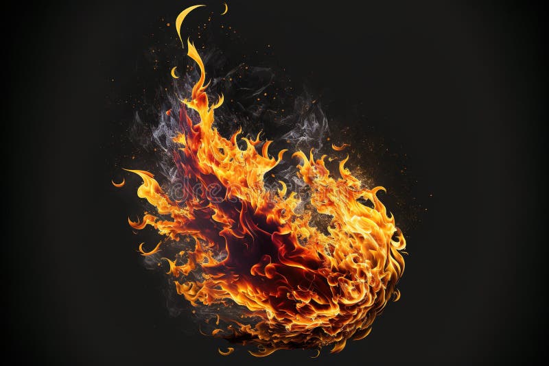 Detailed Fire Flames and Smoke on Black Background, Created Using ...