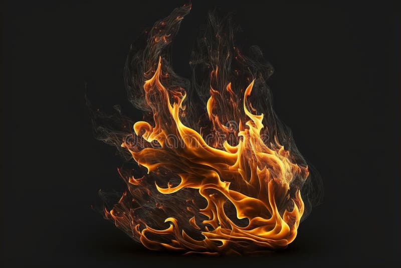 Detailed Fire Flames and Smoke on Black Background, Created Using ...