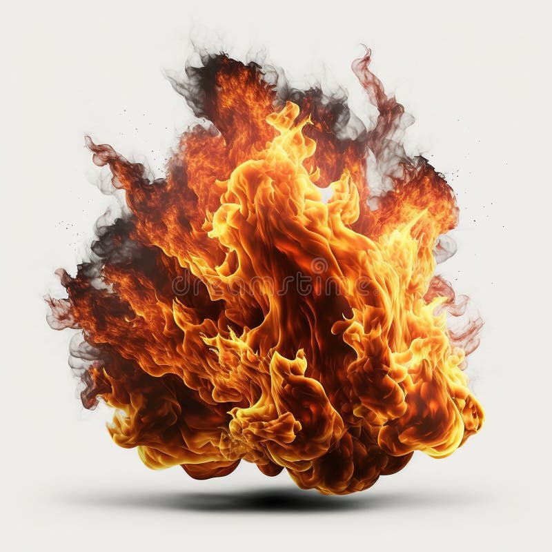 Detailed Fire Flames and Smoke on White Background, Created Using ...