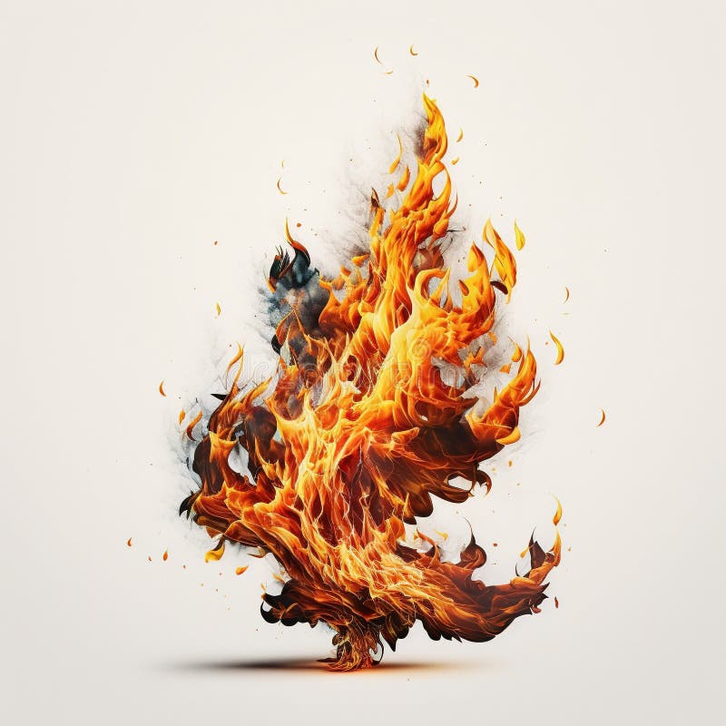 Detailed Fire Flames and Smoke on White Background, Created Using ...