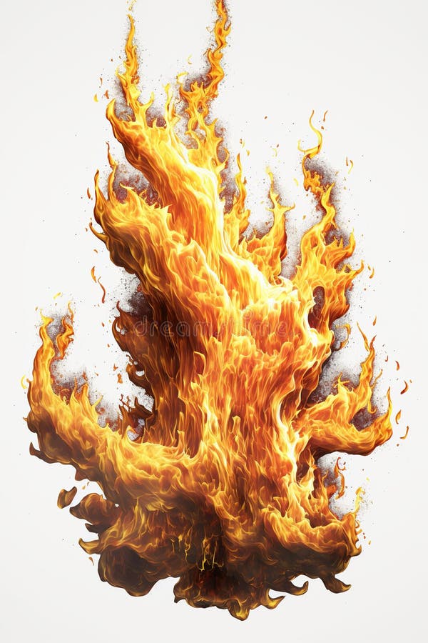 Detailed Fire Flames and Smoke on White Background, Created Using ...