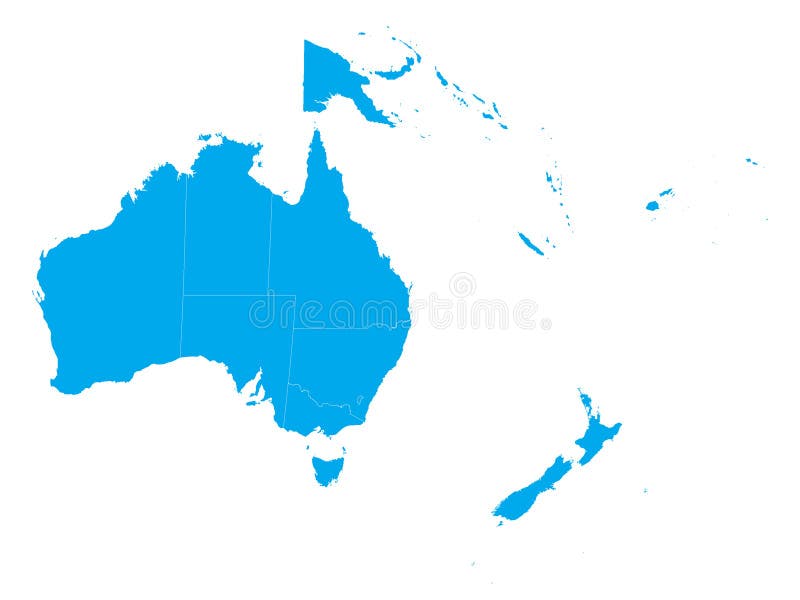 Blue Map of Oceania stock vector. Illustration of counties - 167505061