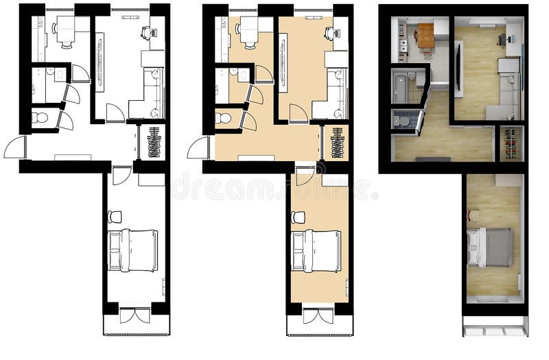 Floorplan Overhead Outlined Interior Design Top View Architectural Plan ...