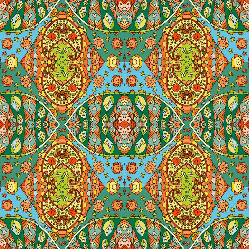 Detailed Floral And Paisley Seamless Pattern Stock Vector