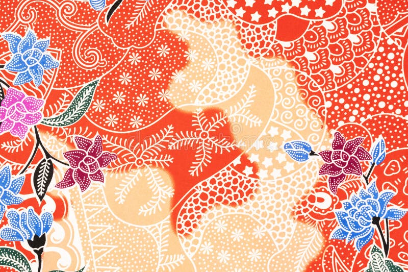 The Detailed Flower Pattern of Indonesian Batik Cloth Textile Stock ...