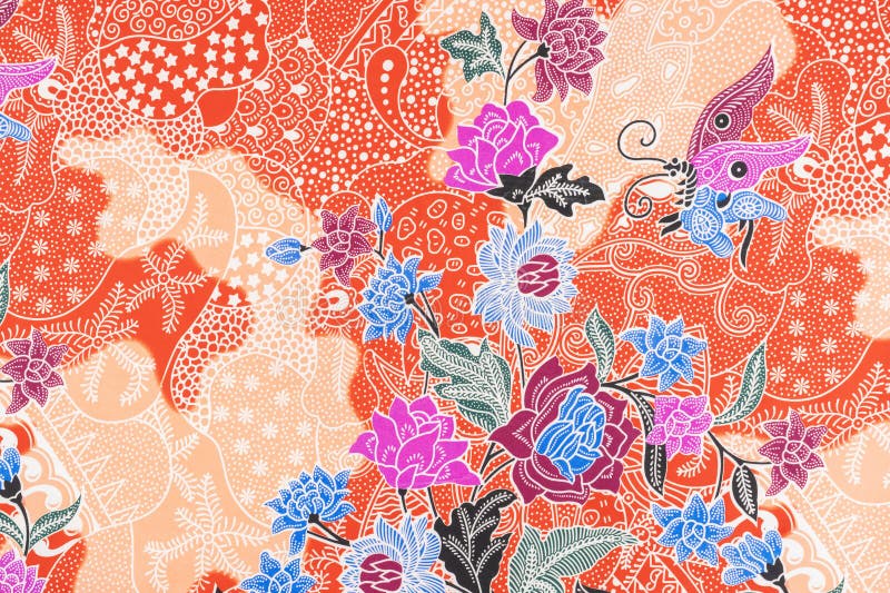 The Detailed Flower Pattern of Indonesian Batik Cloth Textile Stock ...