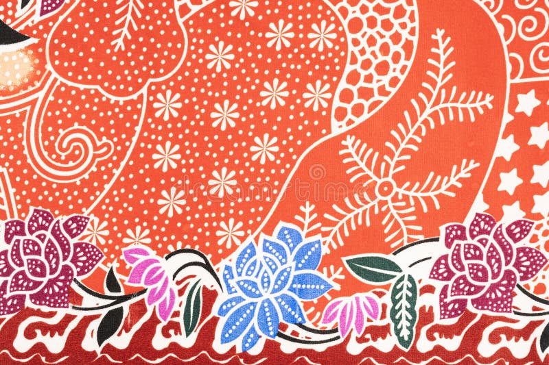 The Detailed Flower Pattern of Indonesian Batik Cloth Textile Stock ...