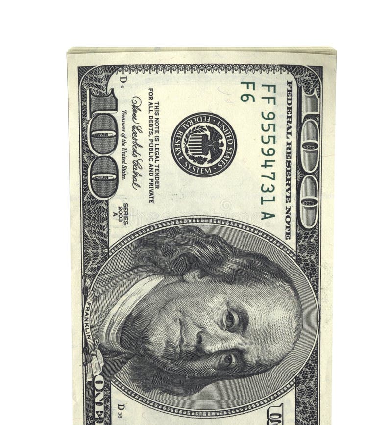 Detailed Fluffy Stack of Money American Hundred Dollar Bills Isolated ...