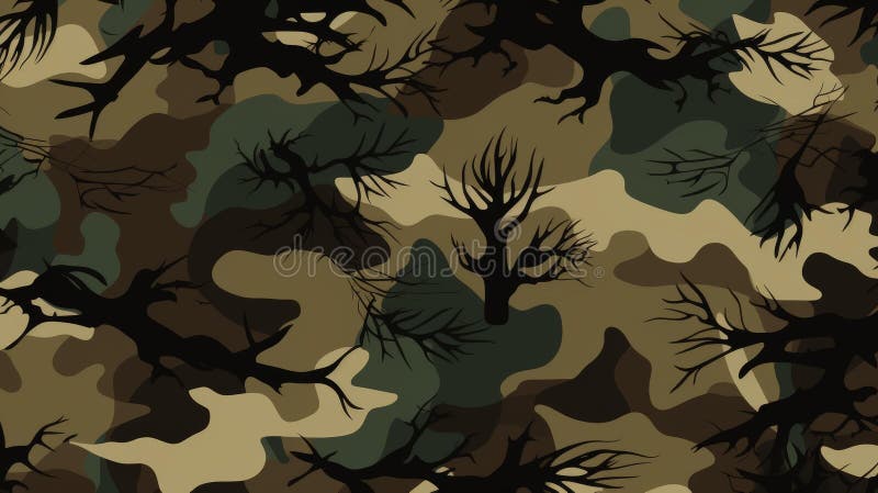 Detailed Forest Camouflage Pattern with Clean Lines, Flat Texture, High ...