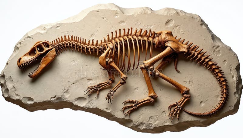 Detailed Fossil Skeleton of a Pterodactyl Embedded in Light Beige Stone ...