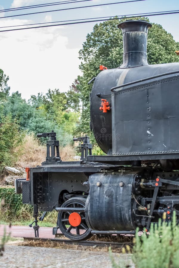 Detailed Front View of Old Train, Cloudy Sky Stock Image - Image of ...