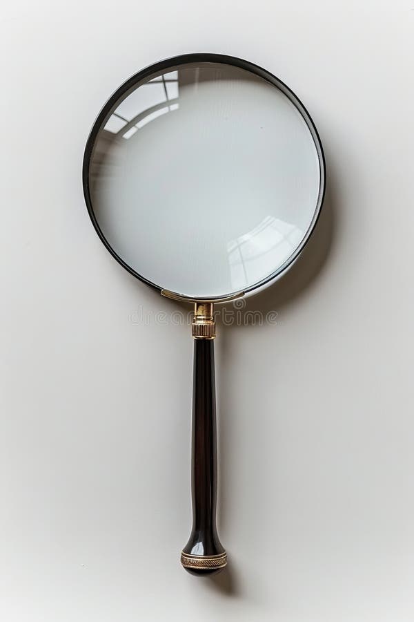 Detailed Full View Magnifying Glass on Plain White Background. Stock ...