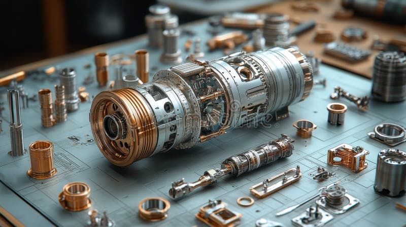 Detailed Futuristic Mechanical Component on Engineering Table Stock ...