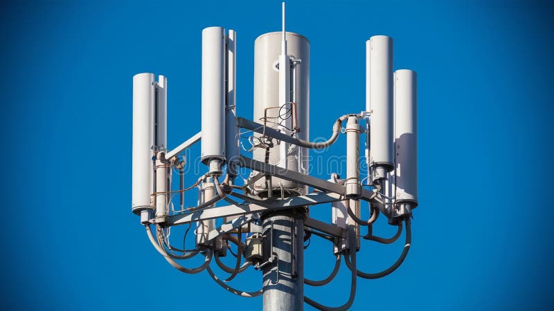 Detailed 5G Cell Site with Antennas and Equipment Stock Illustration ...