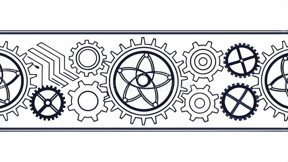 Gear and Dot Pattern Border, Mechanical Frame, Industrial Design, Tech ...