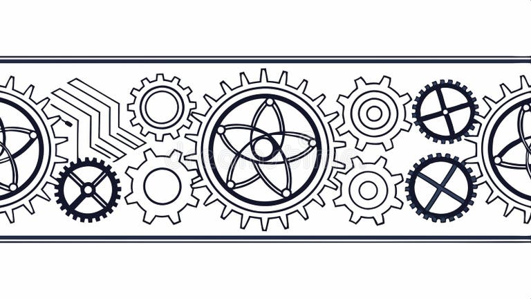 Gear and Dot Pattern Border, Mechanical Frame, Industrial Design, Tech ...