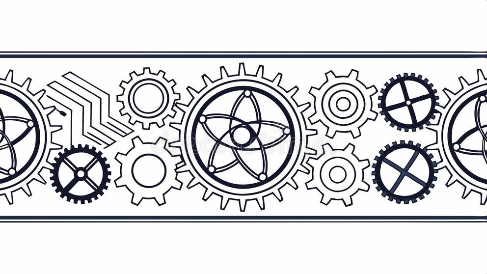 Gear and Dot Pattern Border, Mechanical Frame, Industrial Design, Tech ...