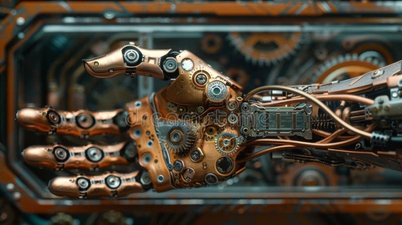 Detailed Gearwork in Steampunk Robotic Hand Stock Illustration ...