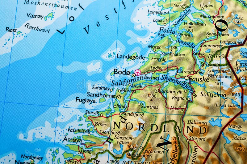Detailed Geographic Map of Northern Norway.. Stock Photo - Image of ...