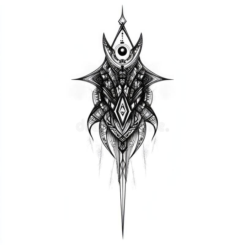 Detailed Geometric Ornament Drawing with Intricate Patterns and Sharp ...