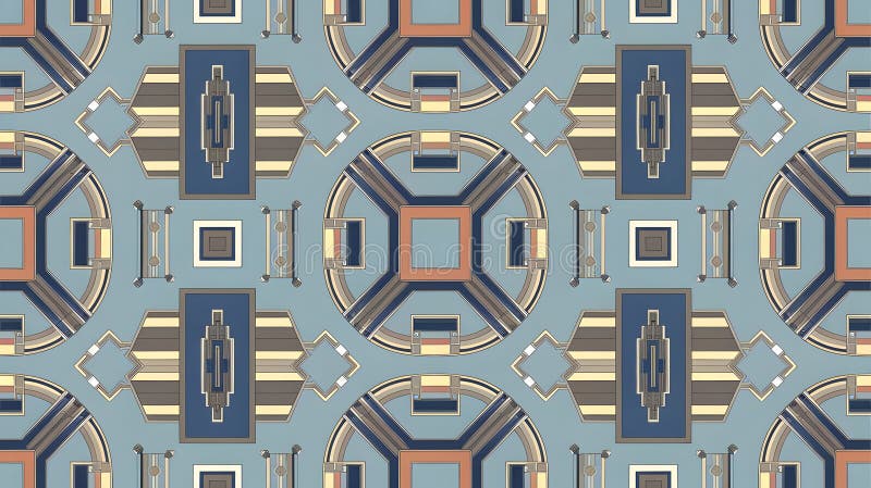 Intricate Geometric Pattern with Symmetrical Art Deco Elements Stock ...