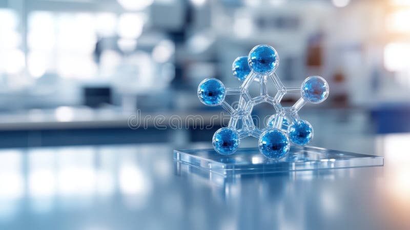 A Detailed Glass Model of a Molecule Rests on a Table, Showcasing Its ...