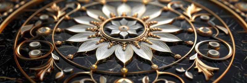 Detailed Gold Design Stands Out on a Black Background Stock ...