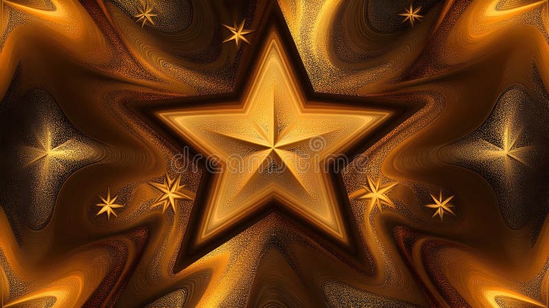 Detailed Gold Star Pattern Design, Featuring Overlapping Shapes and ...