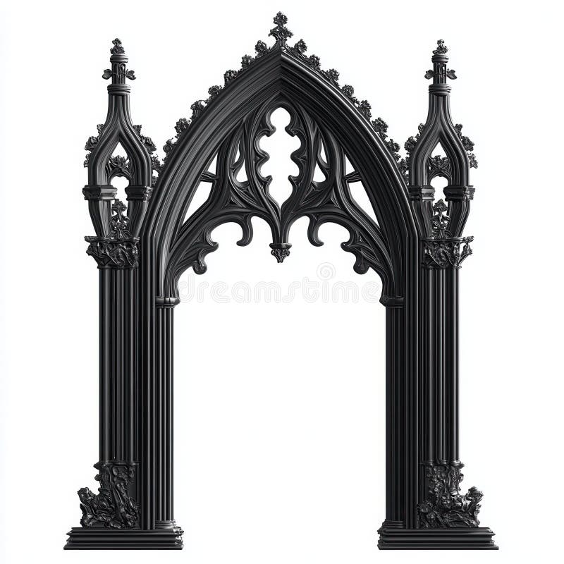 A Detailed Gothic Arch Design, Showcasing Intricate Patterns and ...
