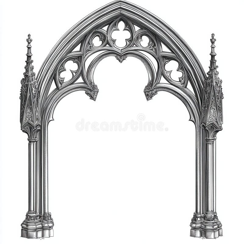 A Detailed Gothic Arch Design, Showcasing Intricate Patterns and ...