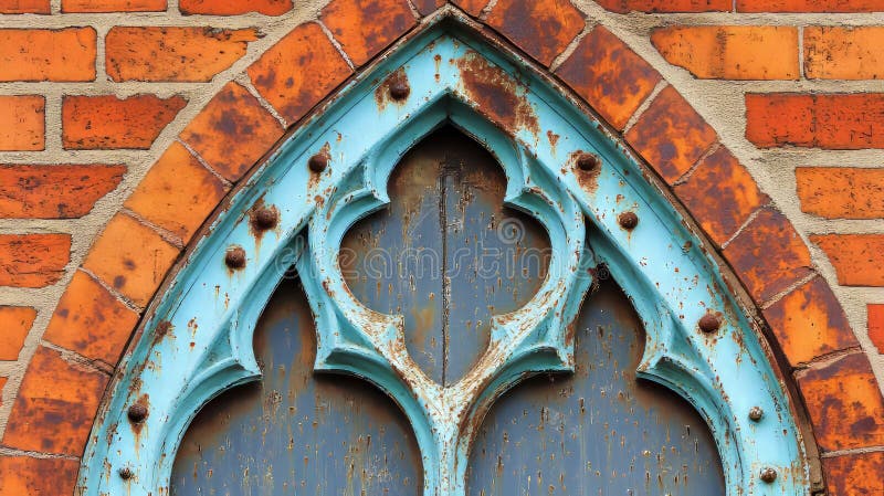 Detailed Gothic Architecture in a Vintage Brick Building. Stock Image ...