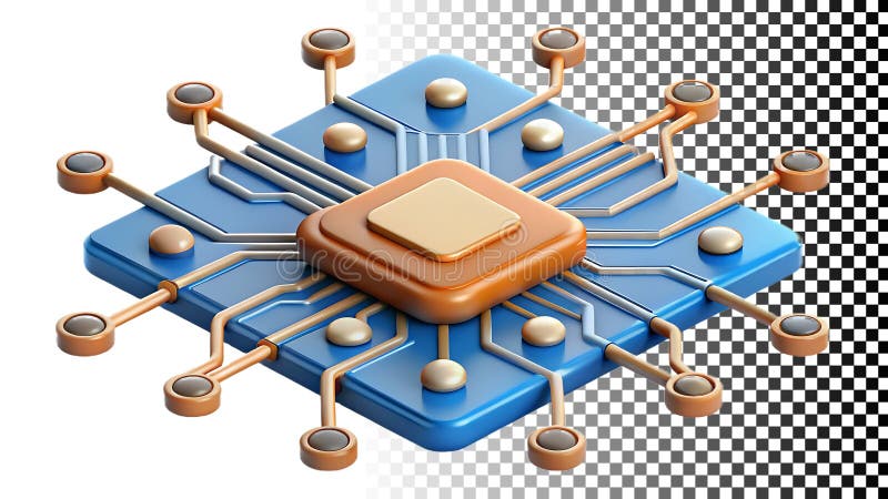 Blue and Gold Circuit Board Processor, Technology Computing Futuristic Design Png Transparent ...