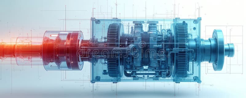 Detailed Graphic Dissects Machinery Hydraulic Systems. Side View Piston ...