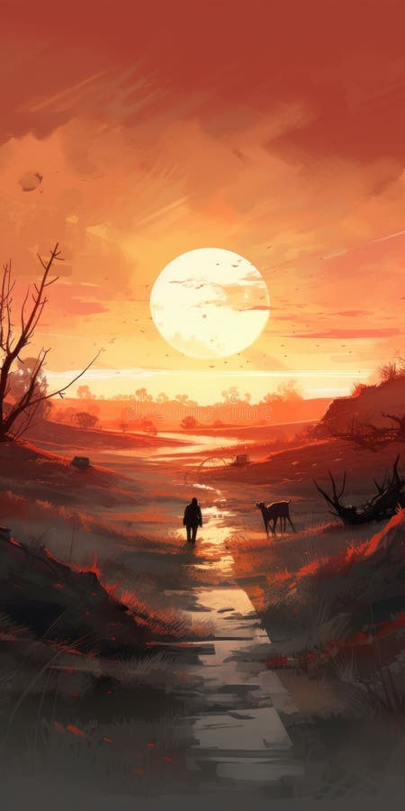 Detailed Grassland Illustration with Post-apocalyptic Theme Stock ...